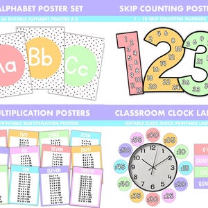 Dotty Pastel Classroom Decor Bundle || Editable Classroom Printable ...
