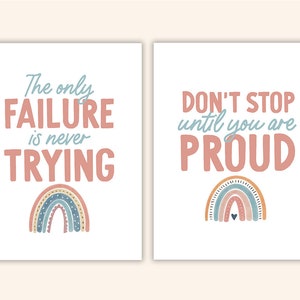 Boho Rainbow Growth Mindset Posters || 8 Inspiration Quote Posters for ...