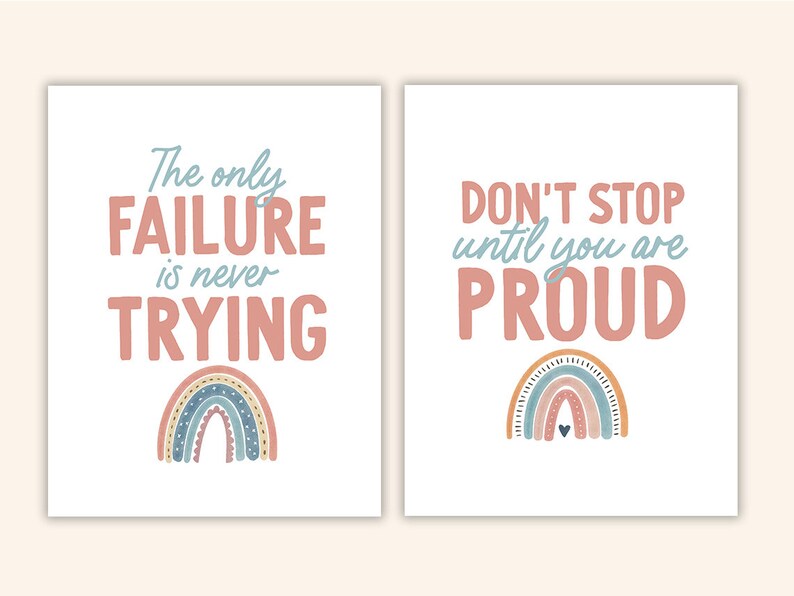 Boho Rainbow Growth Mindset Posters 8 Inspiration Quote - Etsy