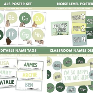 Greenery Classroom Decor Bundle || Editable Classroom Printable Display ...