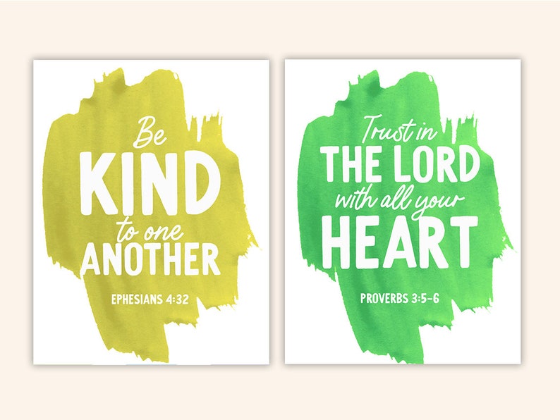 Watercolor Bible Quote Posters || 8 Inspirational Bible Verse Wall Art ...