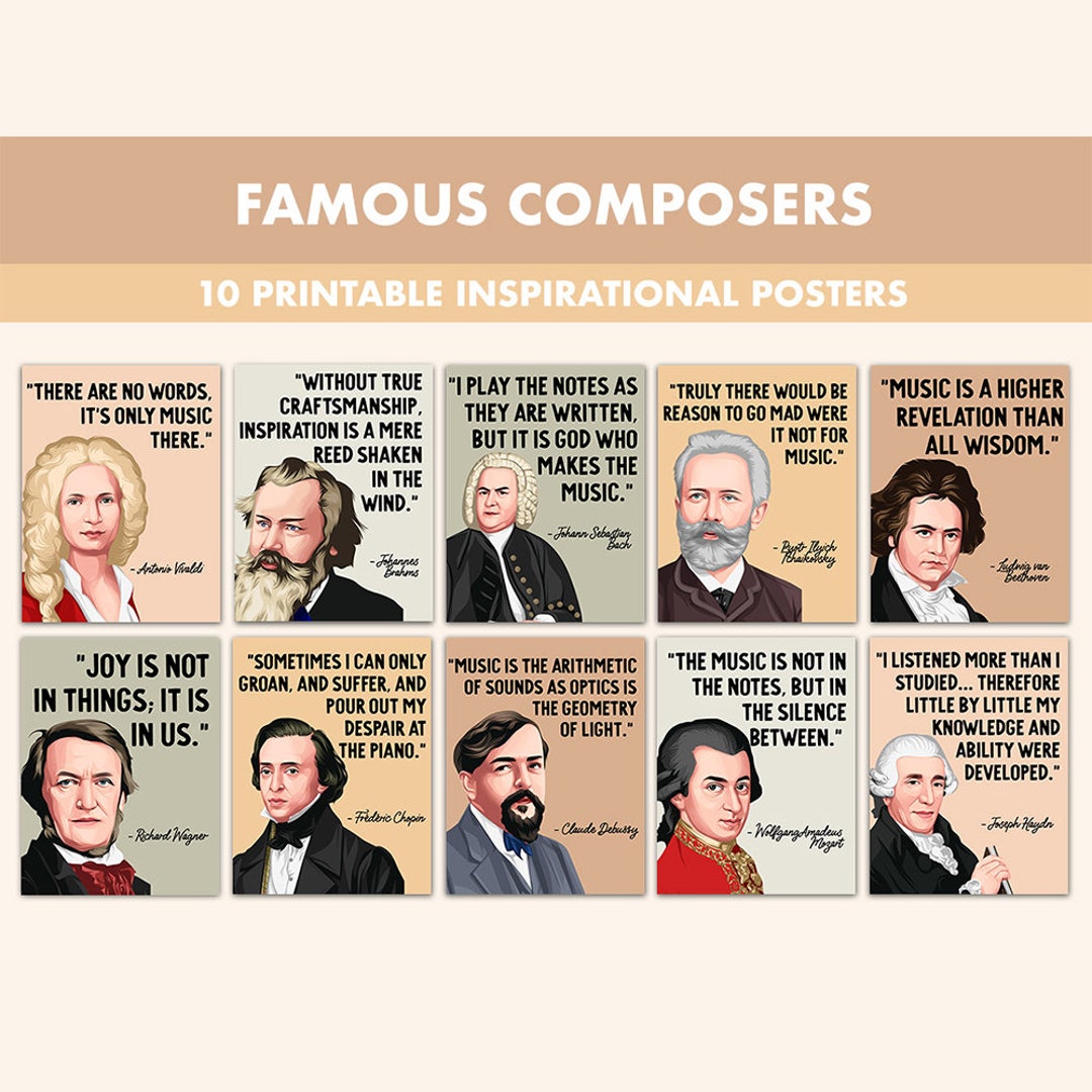 Famous Composers Printable Posters || 10 Inspiration Composer Quote ...
