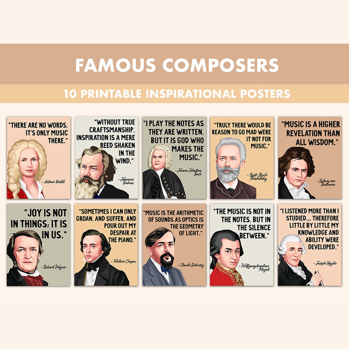 Famous Composers Printable Posters || 10 Inspiration Composer Quote ...