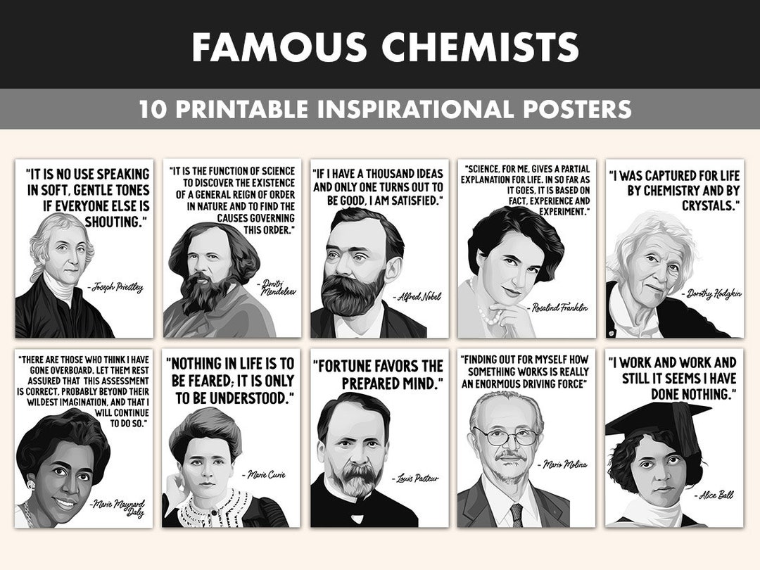 Famous Chemists Printable Posters 10 Inspiration Chemistry Quote ...