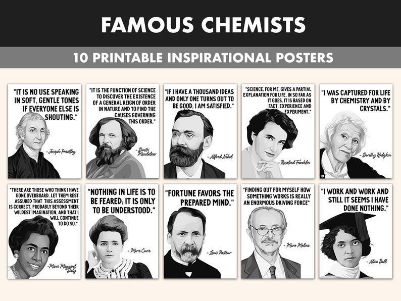 Famous Chemists Printable Posters 10 Inspiration Chemistry - Etsy