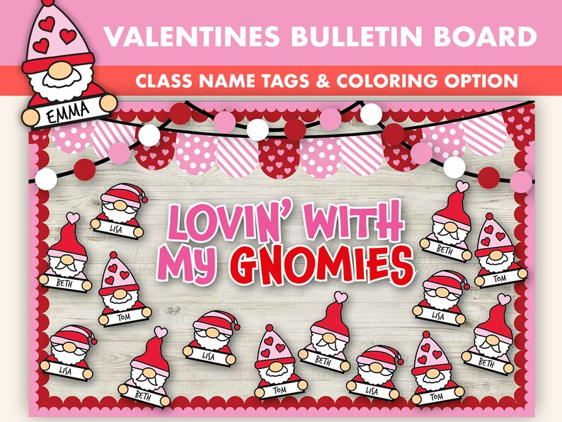 Gnome Valentines Day Bulletin Board Kit Valentines Bulletin - Etsy