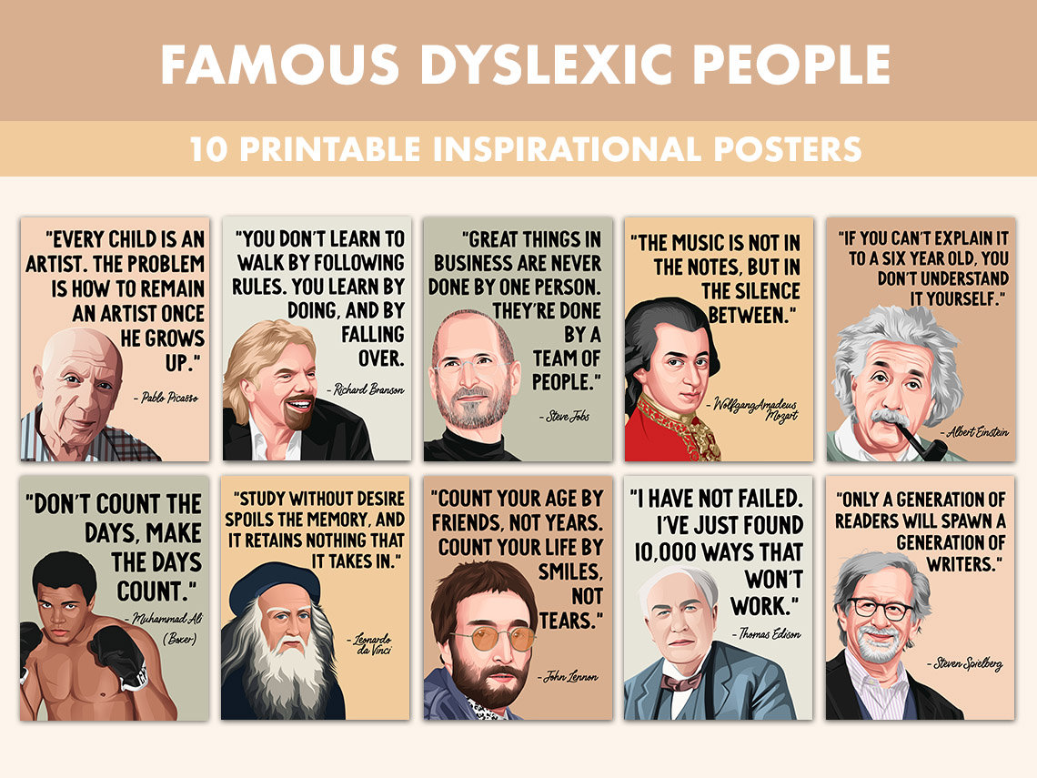 Famous Dyslexic People Printable Posters 10 Inspiration - Etsy