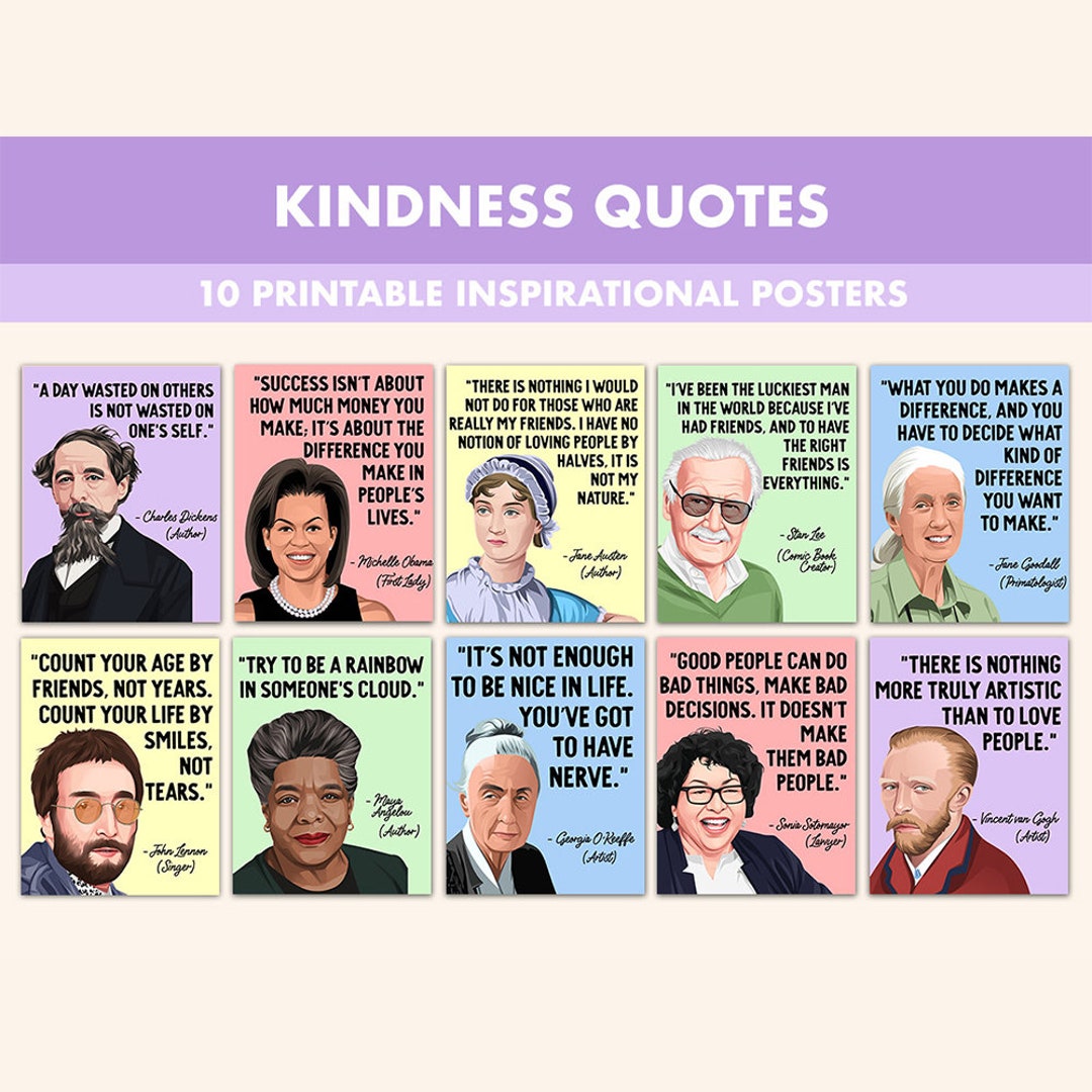 Kindness Quotes Printable Posters || 10 Kindness Posters for Classroom ...