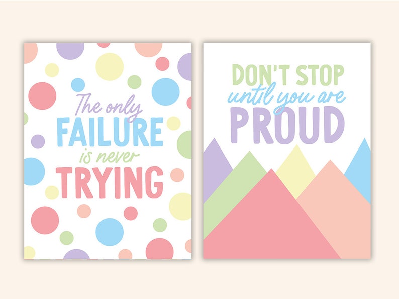 Pastel Growth Mindset Posters || 8 Inspiration Quote Posters for ...