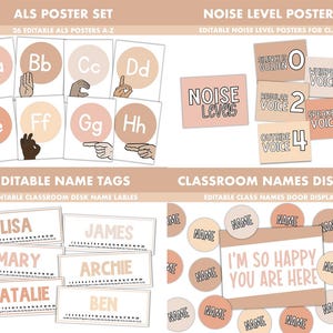 Calm Neutral Classroom Decor Bundle || Editable Classroom Printable ...