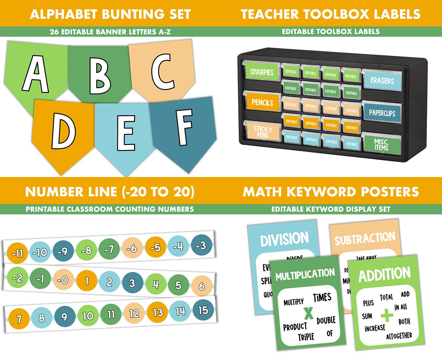 Safari Classroom Decor Bundle || Editable Classroom Printable Display ...