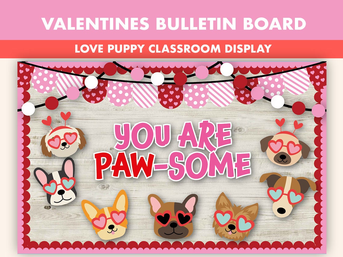 Dog Valentines Day Bulletin Board Kit Valentines Bulletin - Etsy