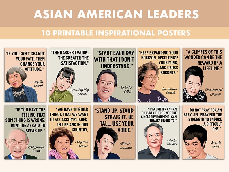 Asian American Leaders Printable Prints 10 Inspiration - Etsy