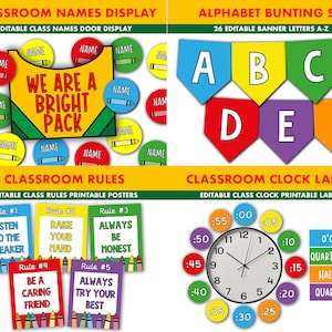 Crayon Classroom Decor Bundle || Editable Classroom Printable Display ...