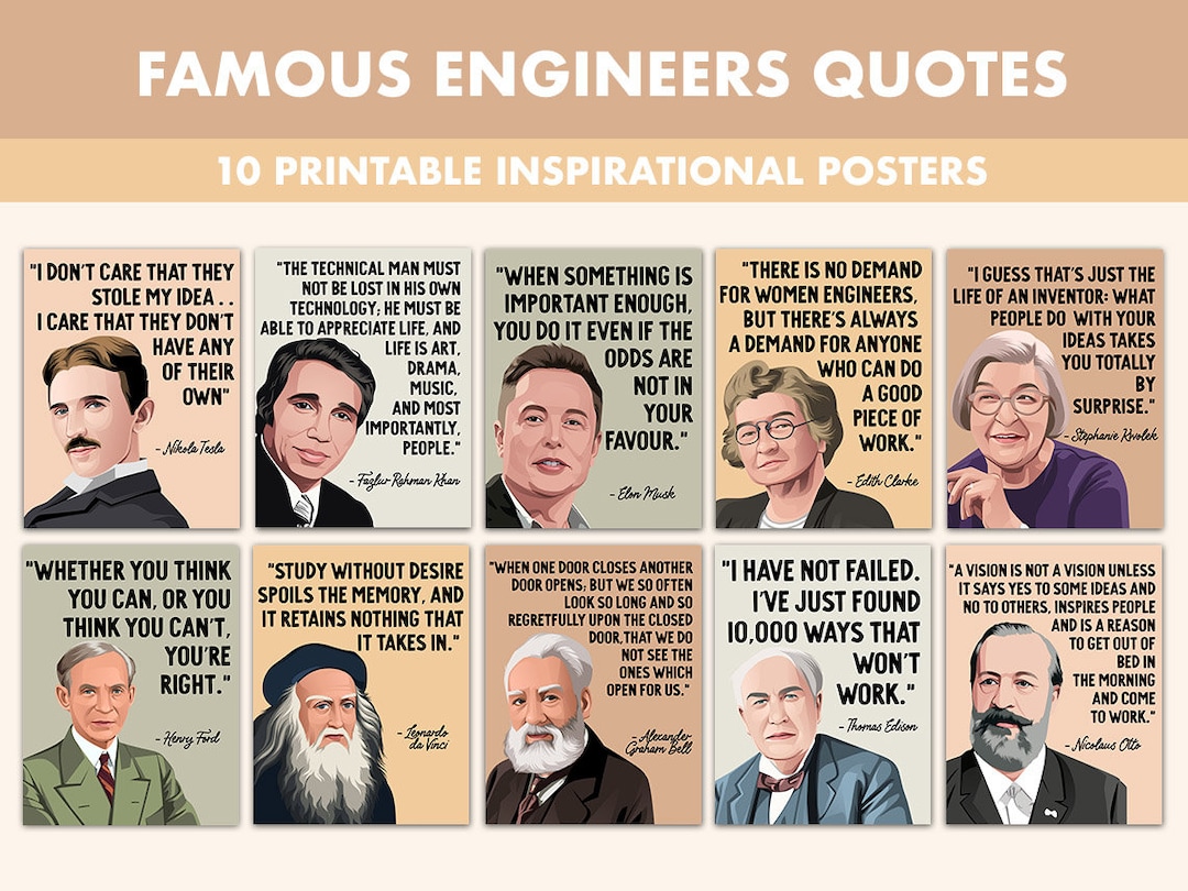Engineering Printable Posters 10 Inspirational Engineer - Etsy