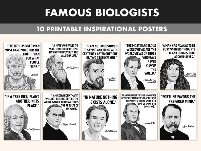 Famous Biologists Printable Posters 10 Inspiration Biology - Etsy