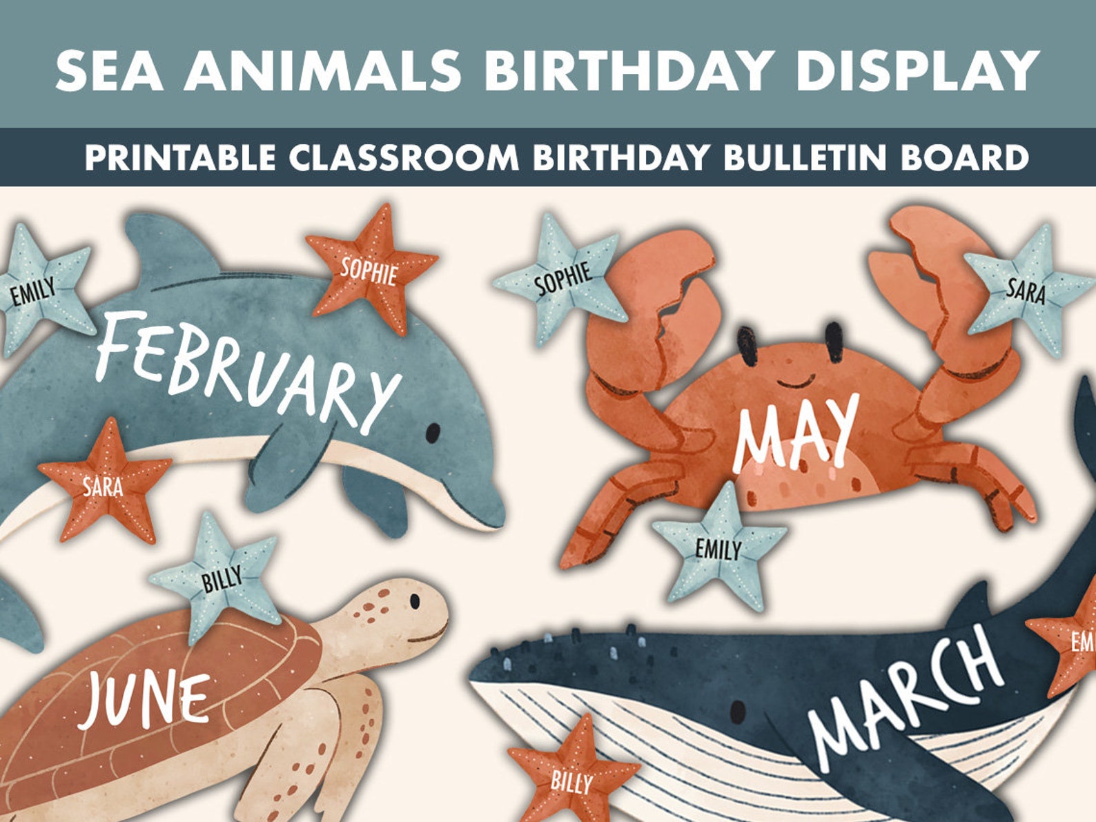 Sea Animal Birthday Bulletin Board Kit Under the Sea - Etsy