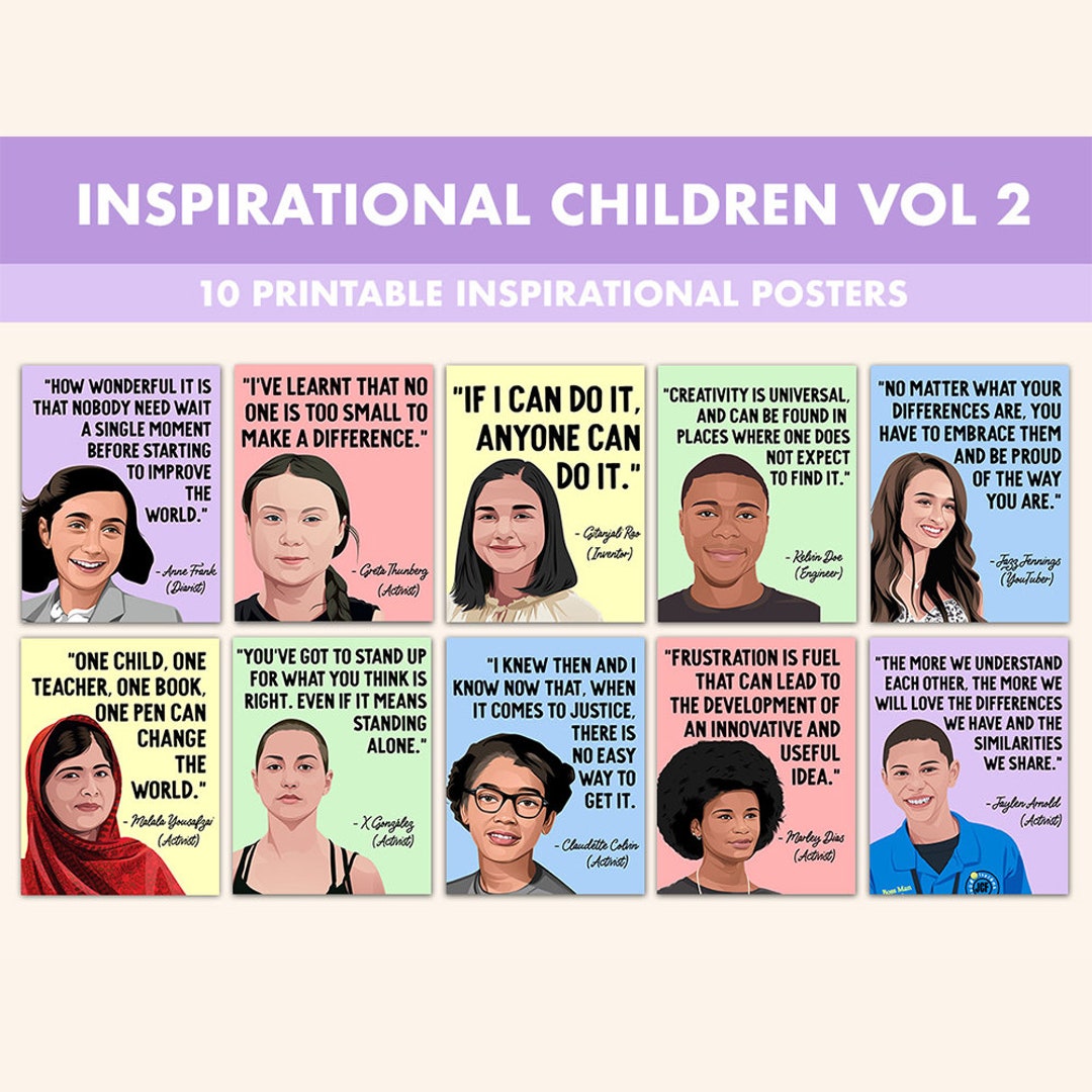 Inspirational Children Vol.2 Quotes Printable Posters || 10 Inspiration ...