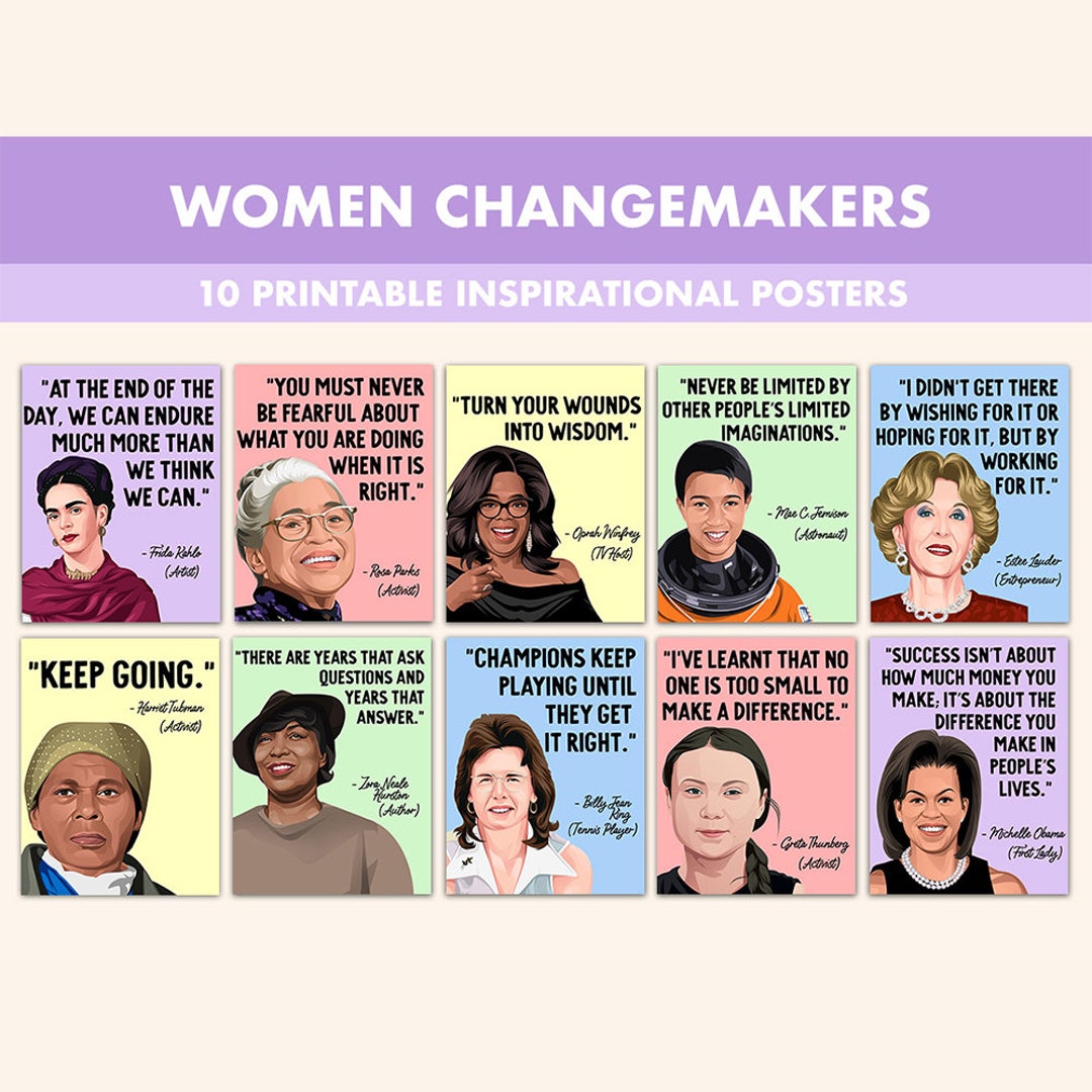 Women Changemakers Printable Posters 10 Inspiration Women Quote Posters ...