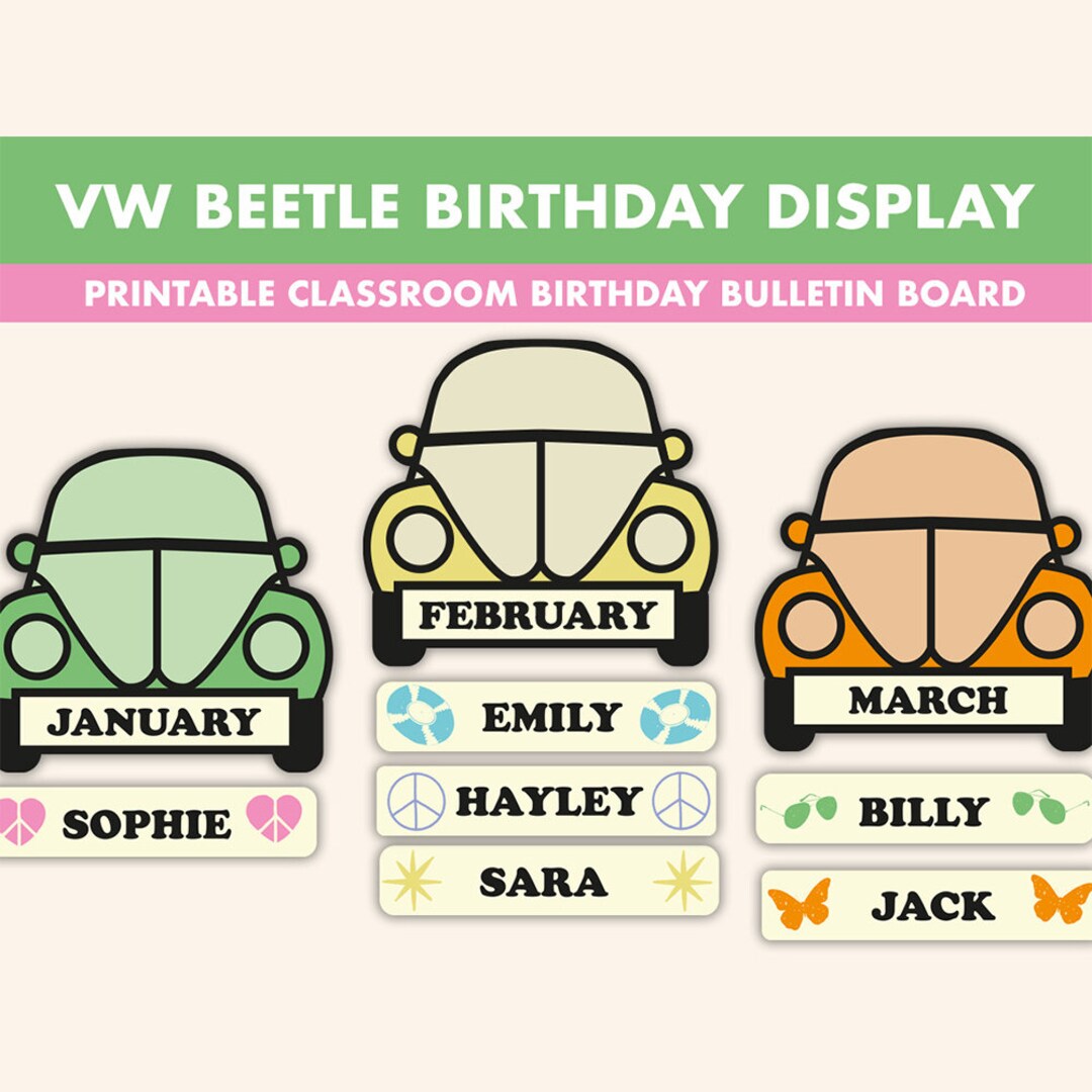 Groovy Beetle Birthday Bulletin Board Kit || Retro Birthday Display ...