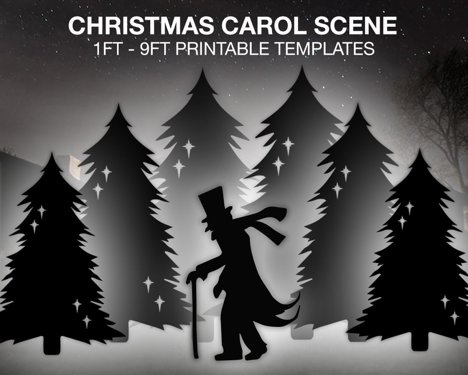 Christmas Carol Scrooge Template Printable || Trace and Cut Christmas ...