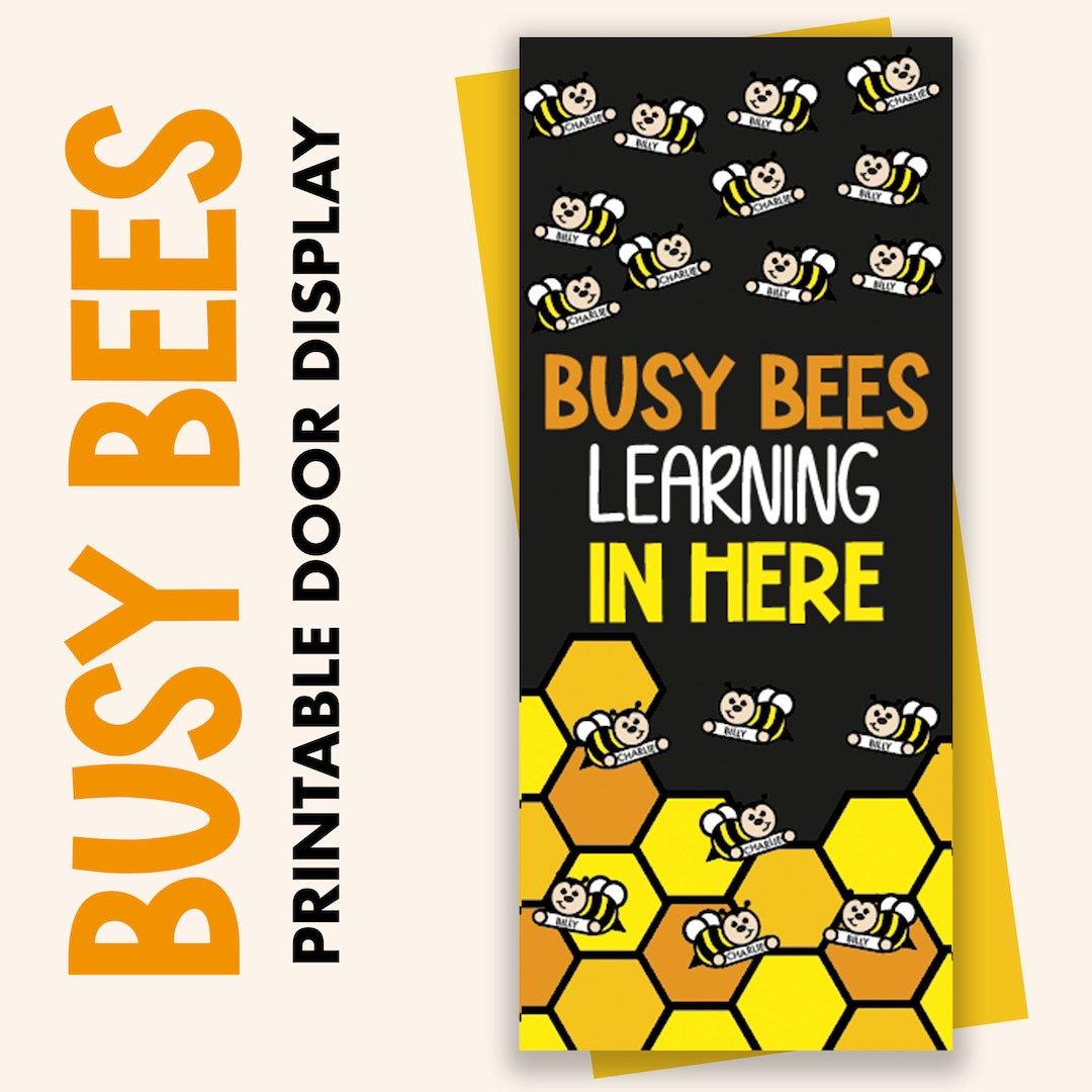 Busy Bees Learning in Here Classroom Door Decor || Back to School Door ...