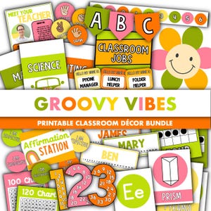Groovy Vibes Classroom Decor Bundle || Editable Classroom Printable ...