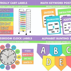 Rainbow Classroom Decor Bundle || Editable Classroom Printable Display ...