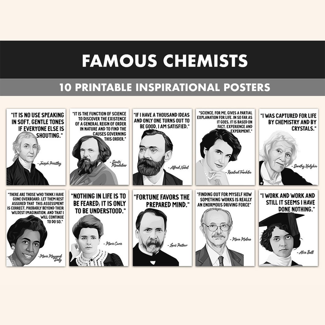 Famous Chemists Printable Posters || 10 Inspiration Chemistry Quote ...