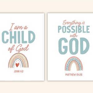 Boho Rainbow Bible Quote Posters || 8 Inspirational Bible Verse Wall ...