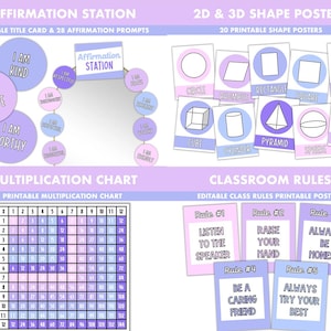 Shades of Purple Classroom Decor Bundle || Editable Classroom Printable ...