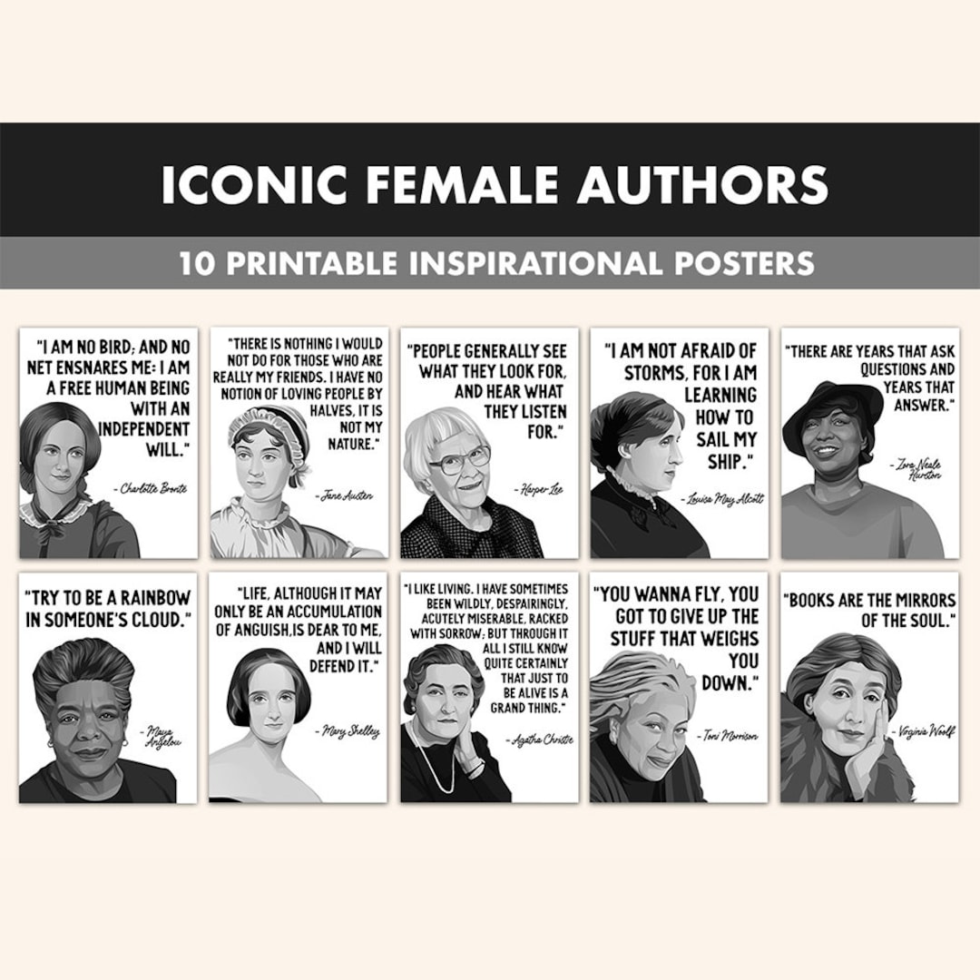 Female Authors Printable Posters || 10 Inspiration Woman Author Posters ...