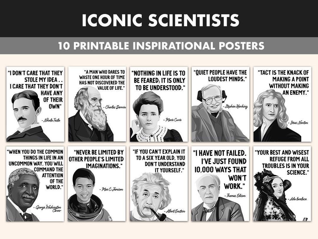Famous Scientists Printable Posters 10 Inspiration Science Quote ...