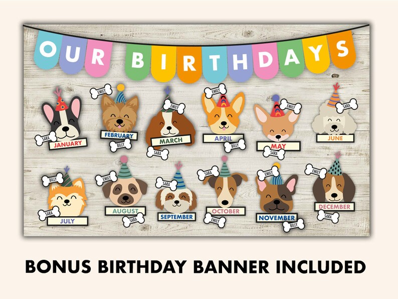 Dog Birthday Bulletin Board Kit Dog Birthday Display - Etsy