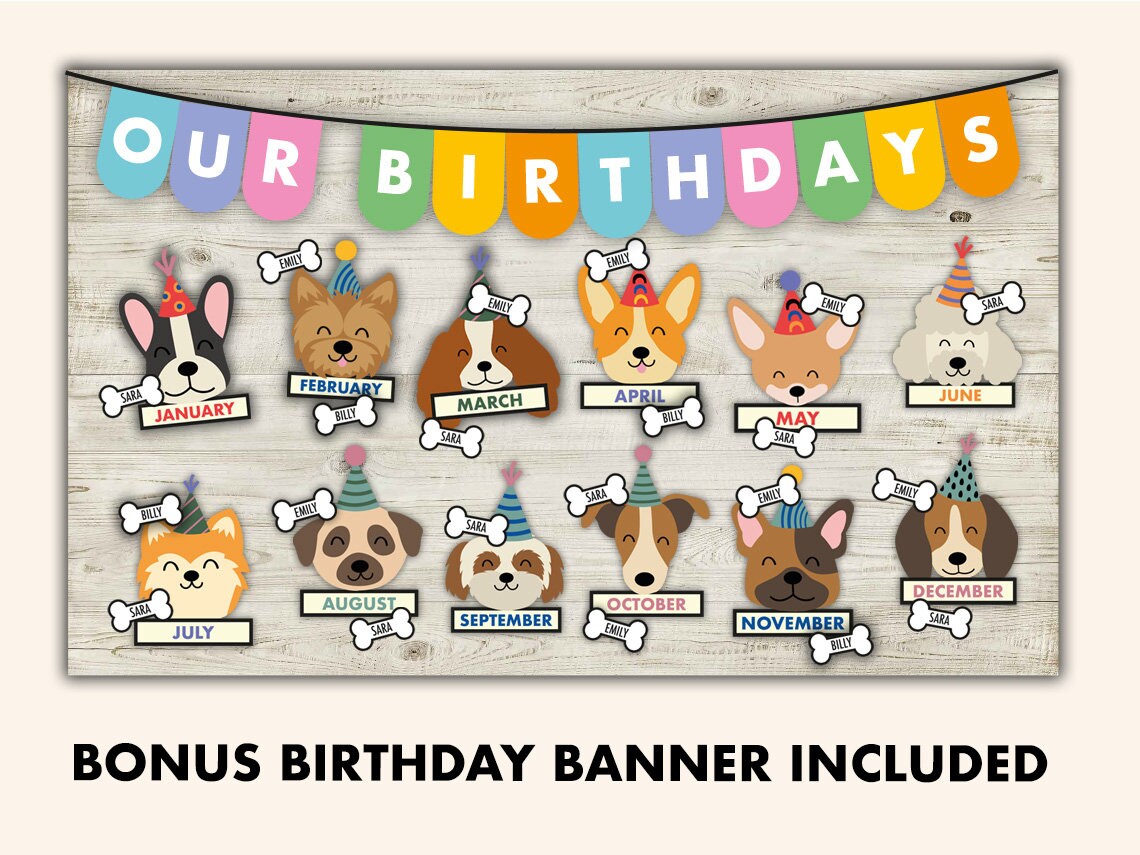 Dog Birthday Bulletin Board Kit Dog Birthday Display - Etsy
