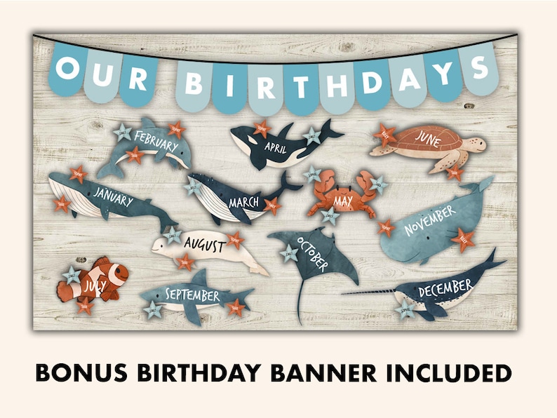 Sea Animal Birthday Bulletin Board Kit || Under the Sea Birthday ...