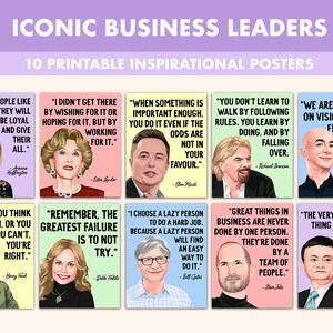 Famous Business People Printable Posters 10 Inspiration Entrepreneurs ...