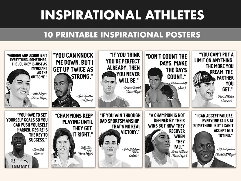 Inspirational Athletes Printable Posters 10 Inspiration - Etsy