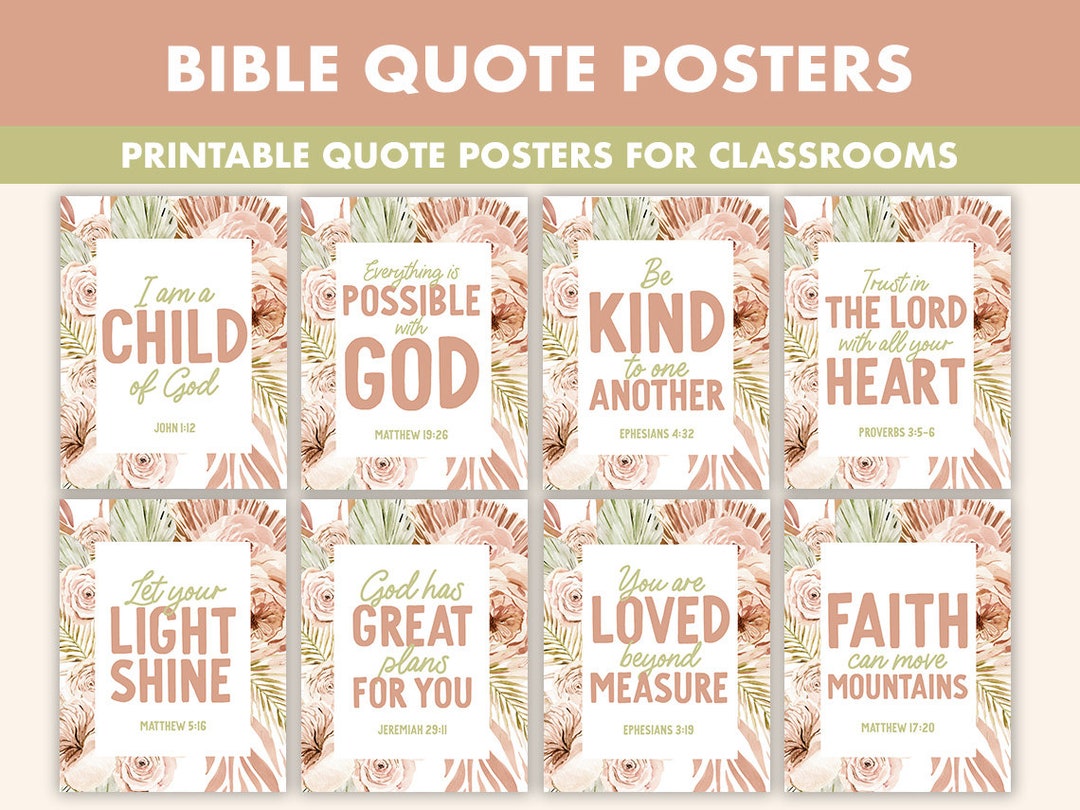 Boho Floral Bible Quote Posters 8 Inspirational Bible Verse - Etsy