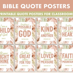 Boho Floral Bible Quote Posters 8 Inspirational Bible Verse - Etsy