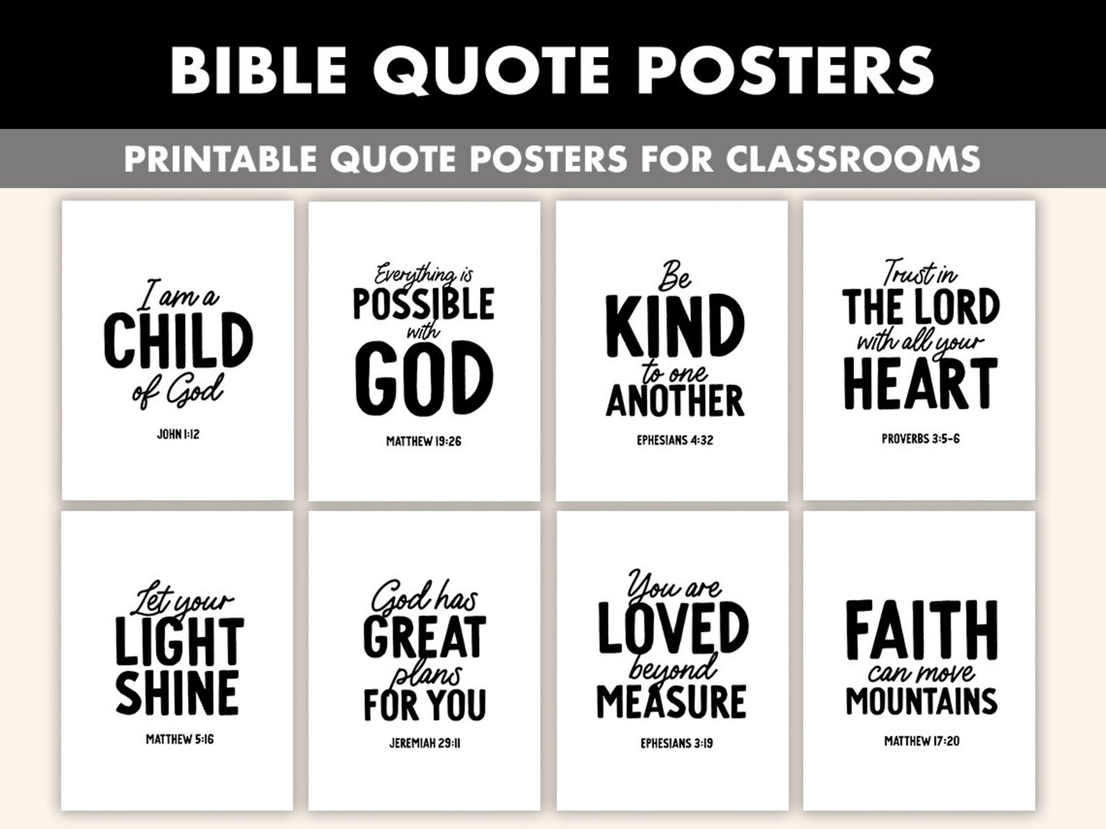 Bible Quote Posters 8 Inspirational Bible Verse Wall Art - Etsy