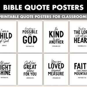 Bible Quote Posters 8 Inspirational Bible Verse Wall Art for Classroom ...