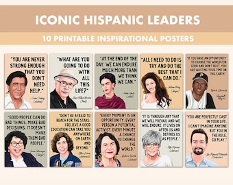 Hispanic Leaders Quotes Printable Posters || 10 Hispanic Heritage Month ...