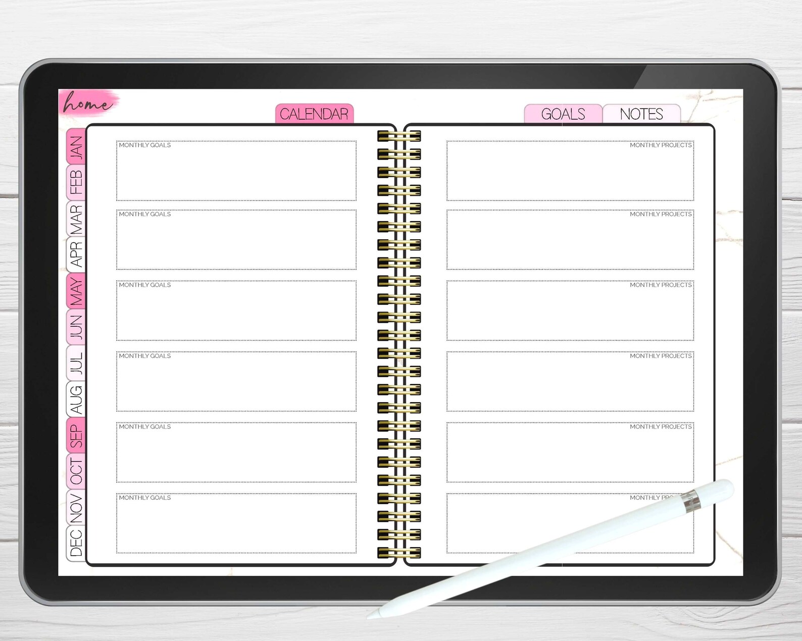 2023 Dated Digital Monthly Planner Pink Glitter Glam Goodnotes PDF With ...