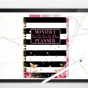 2023 Dated Digital Monthly Planner Pink Glitter Glam Goodnotes PDF With ...