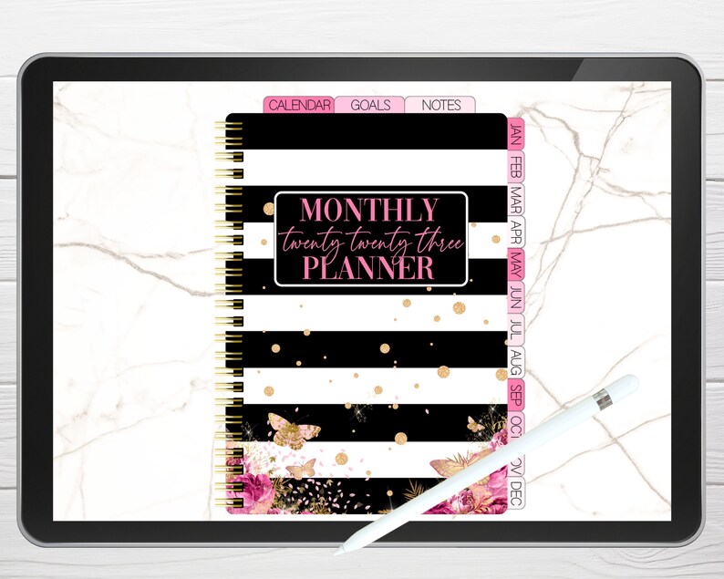 2023 Dated Digital Monthly Planner Pink Glitter Glam Goodnotes PDF With ...
