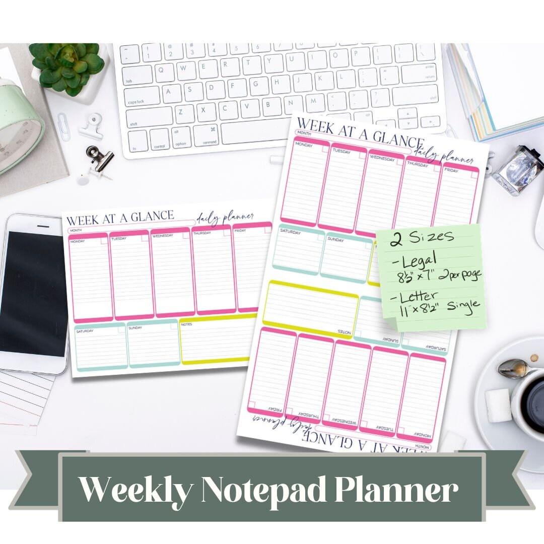 Printable Weekly Desk Planner Notepad- Instant Digital Download ...