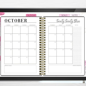 2023 Dated Digital Monthly Planner Pink Glitter Glam Goodnotes PDF With ...