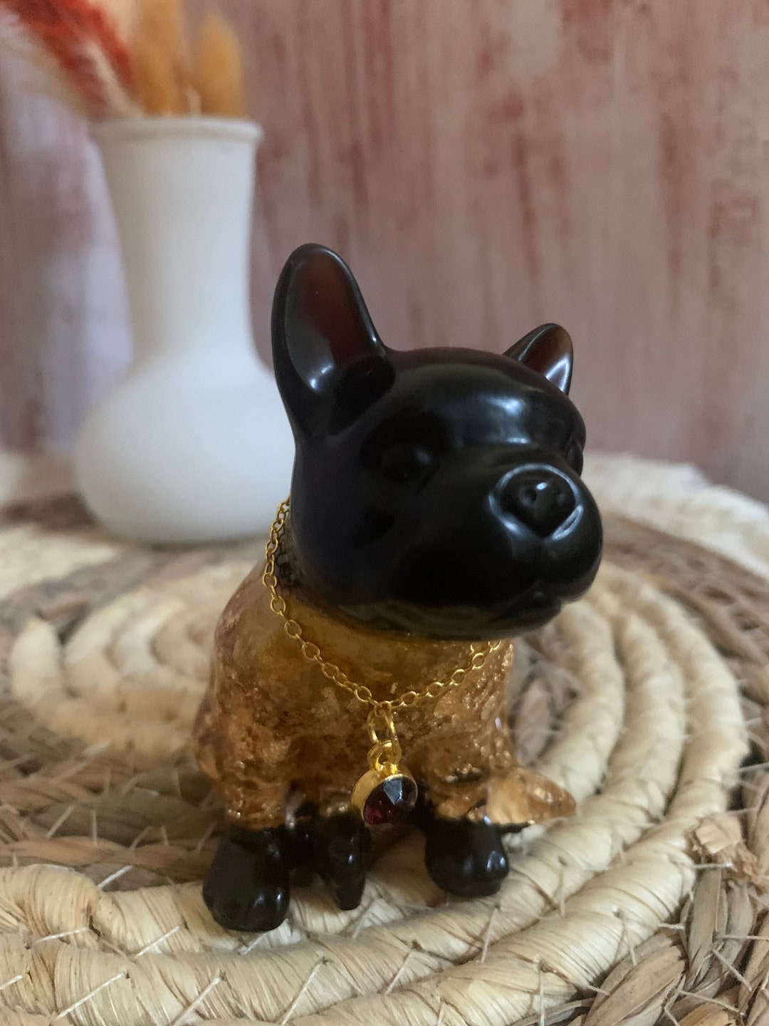 Small Bulldog Dog Figurine Made of Smoked Brown Epoxy Resin - Etsy