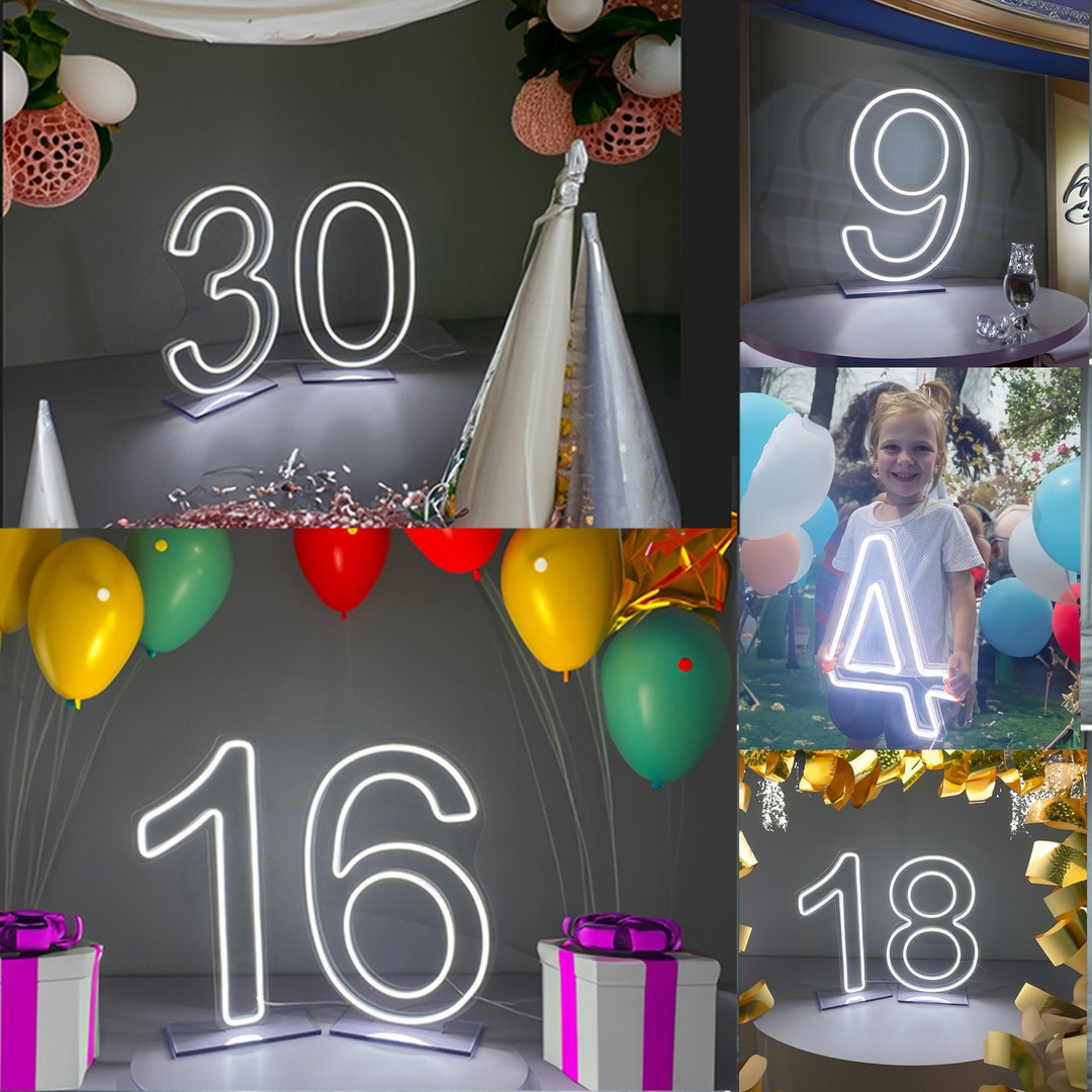Number Neon Sign,birthday Welcome Sign,neon，0-9 Number Sign,wedding ...